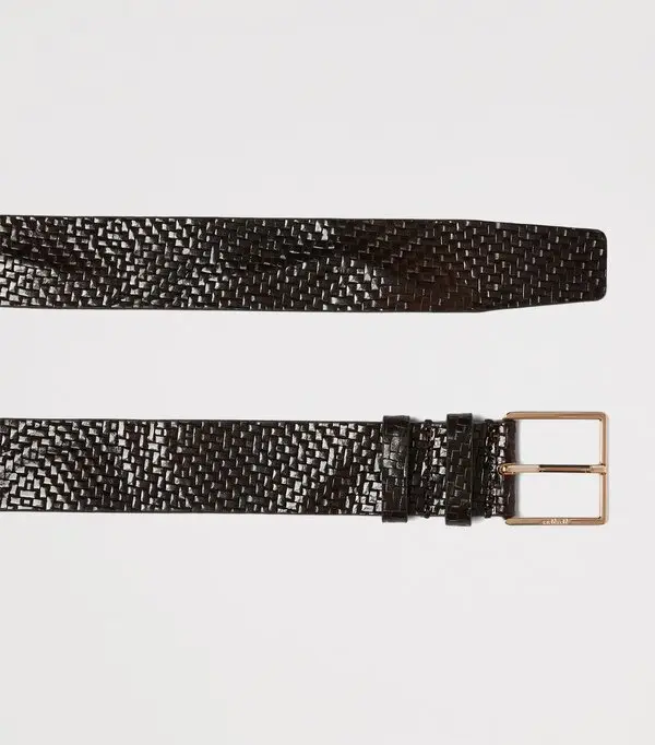 Max Mara Leather Woven Belt - Black