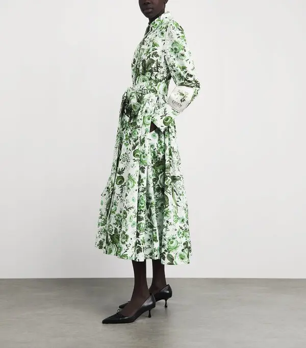 Erdem Organic Cotton Floral Midi Shirt Dress
