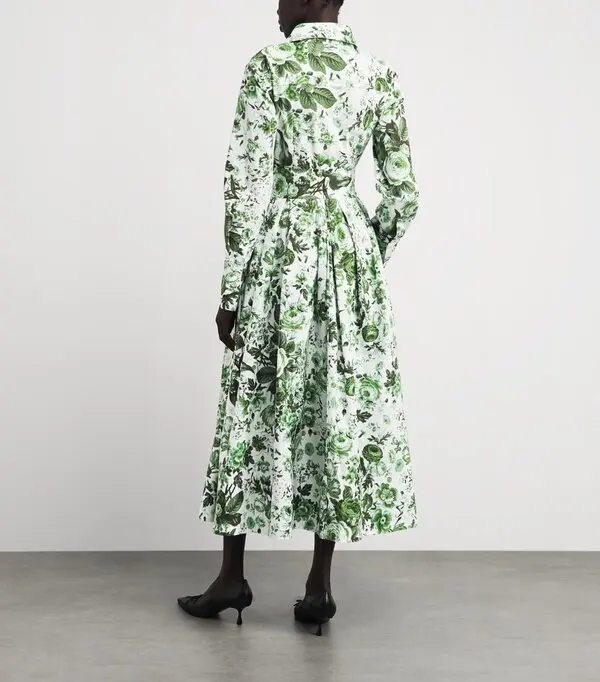 Erdem Organic Cotton Floral Midi Shirt Dress