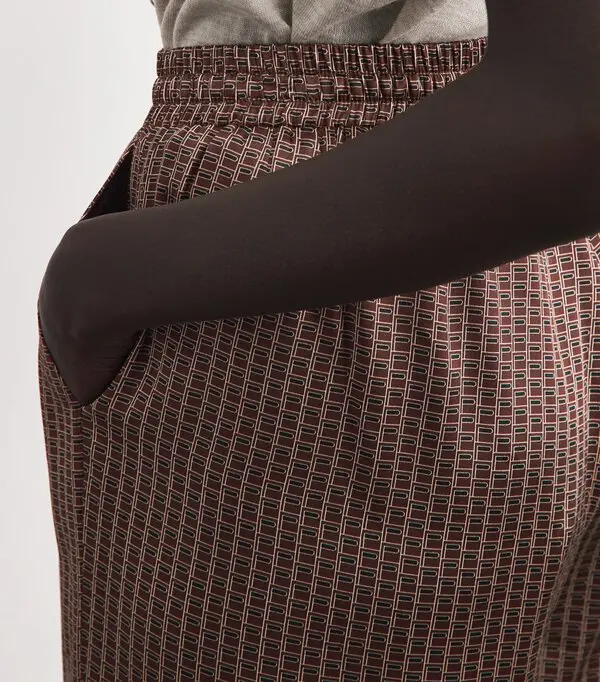 LAURA PITHARAS Silk Printed Drawstring Trousers - Brown