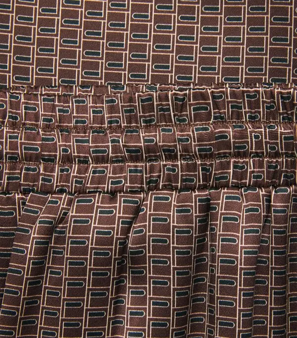 LAURA PITHARAS Silk Printed Drawstring Trousers - Brown