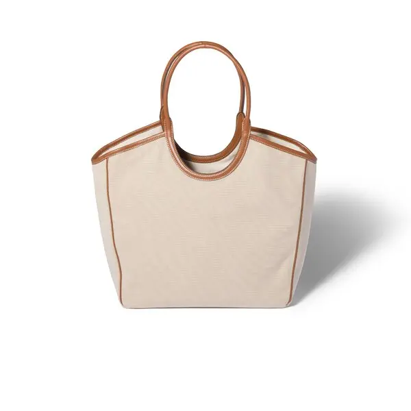 Miu Miu Ivy Canvas And Leather Tote - Beige/brandy