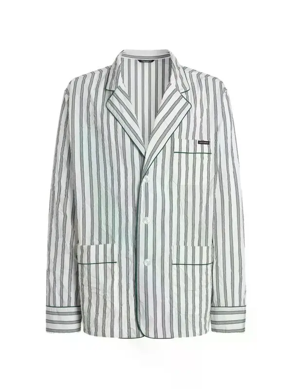 Dolce & Gabbana Crinkled Striped Poplin Vanity Robe - White