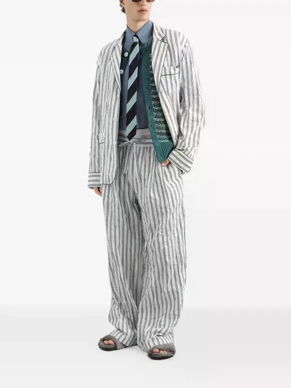 Dolce & Gabbana Crinkled Striped Poplin Vanity Robe