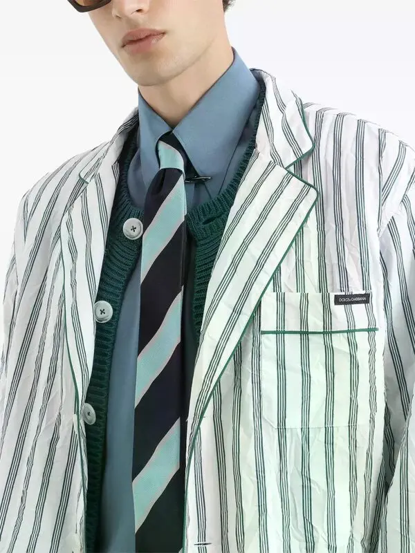 Dolce & Gabbana Crinkled Striped Poplin Vanity Robe