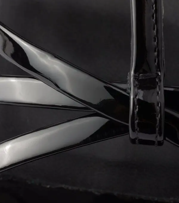 Prada Patent Leather Wedge Sandals - Black
