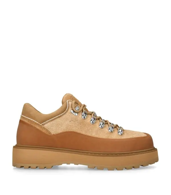 Diemme Leather Cornaro Due Gomma Low-top Boots - Beige