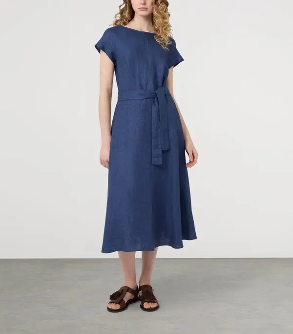 Max Mara Linen Belted Midi Dress