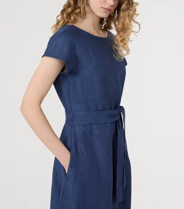 Max Mara Linen Belted Midi Dress
