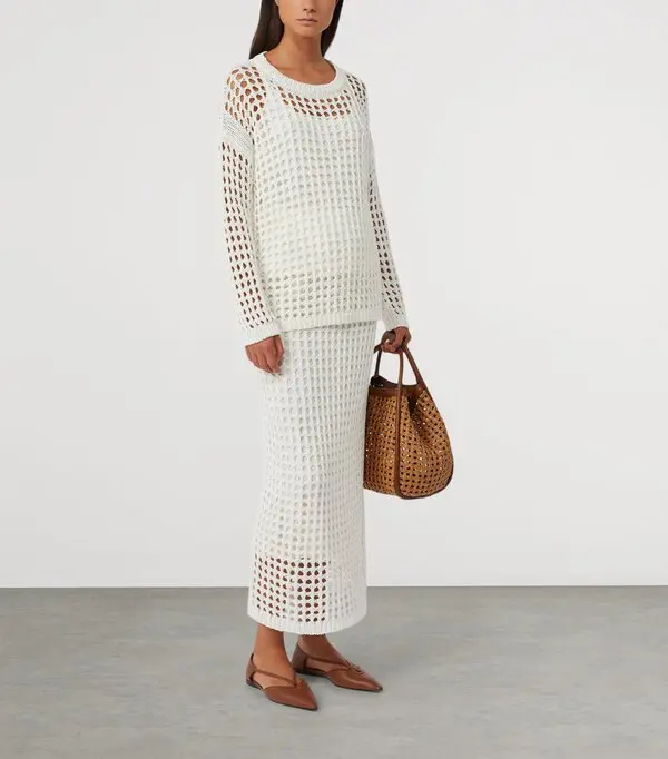 Max Mara Cotton Open-knit Sweater - White