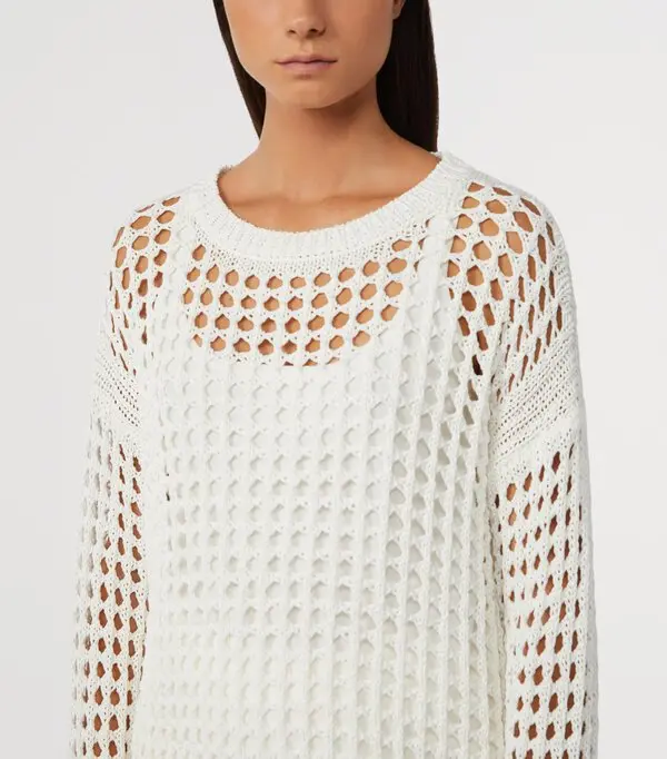 Max Mara Cotton Open-knit Sweater - White