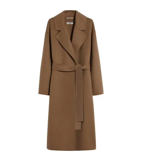 Max Mara Virgin Wool Belted Coat - Beige