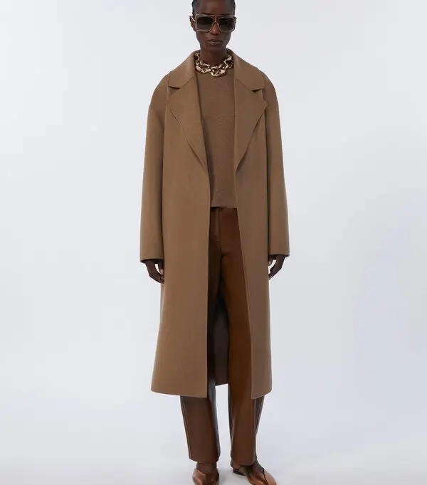 Max Mara Virgin Wool Belted Coat - Beige