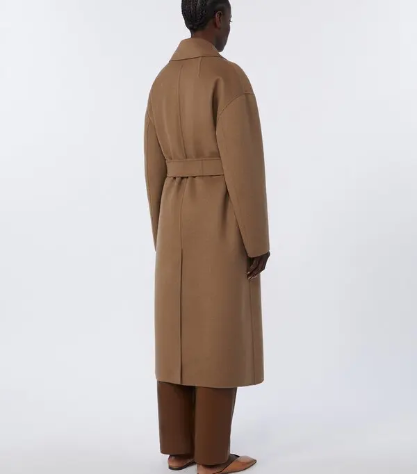 Max Mara Virgin Wool Belted Coat - Beige