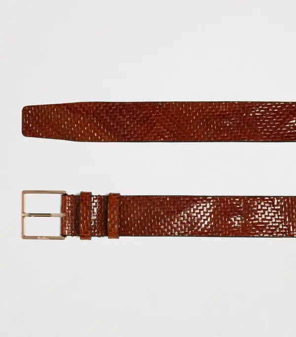 Max Mara Leather Woven Belt - Brown
