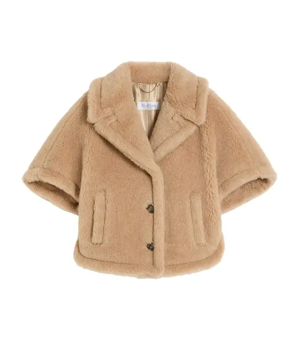 Max Mara Alpaca-cashmere-silk Teddy Cape - Beige