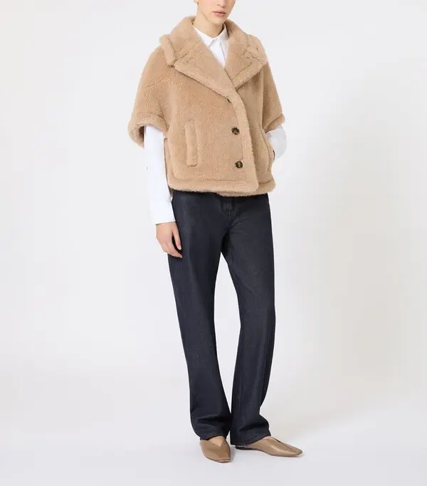 Max Mara Alpaca-cashmere-silk Teddy Cape - Beige