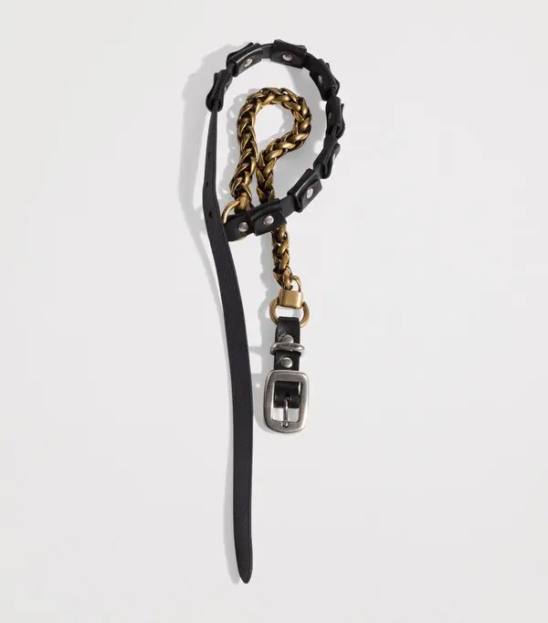 Miu Miu Leather Studded Necklace - Black