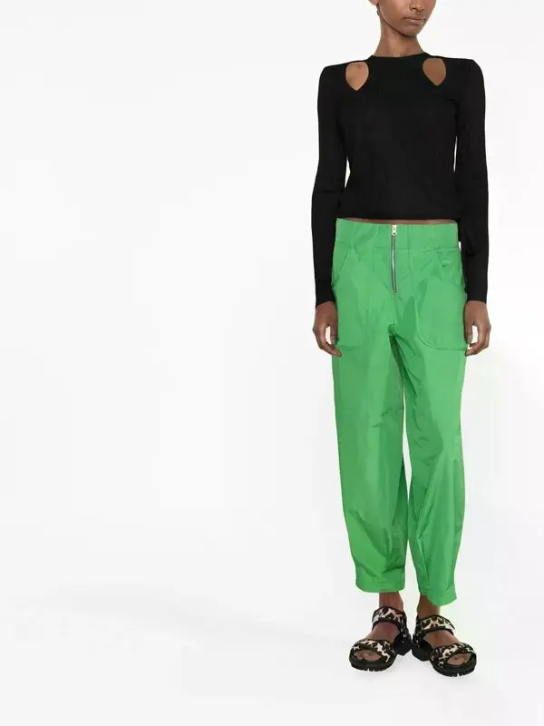GANNI Ribbed Jersey Wrap Blouse