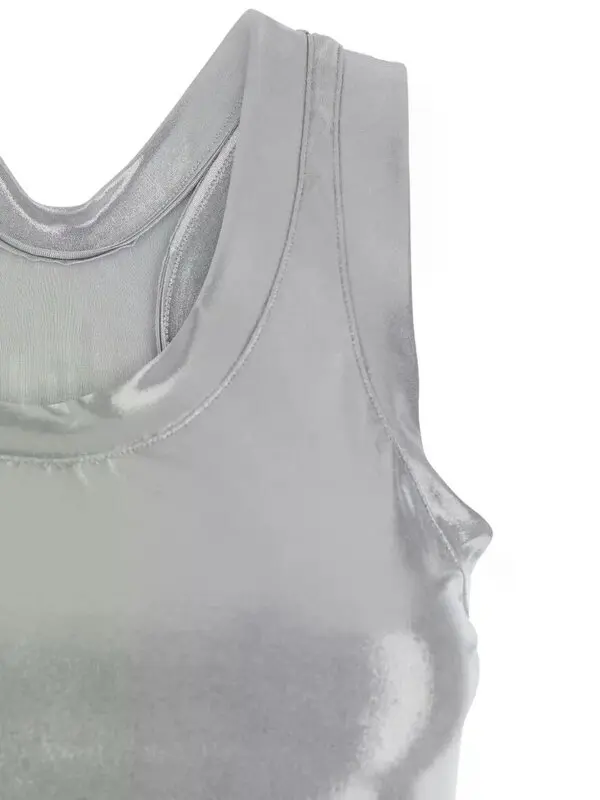 Norma Kamali Metallic Racer Back Tank Top