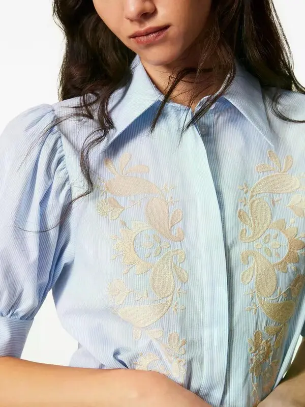 TWINSET Pinstripe Embroidered Shirt