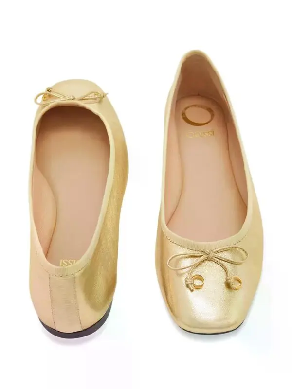 ODISSI Lou Bow Square Ballerinas - Gold