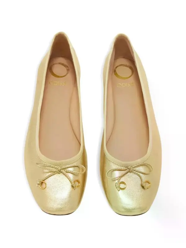 ODISSI Lou Bow Square Ballerinas - Gold