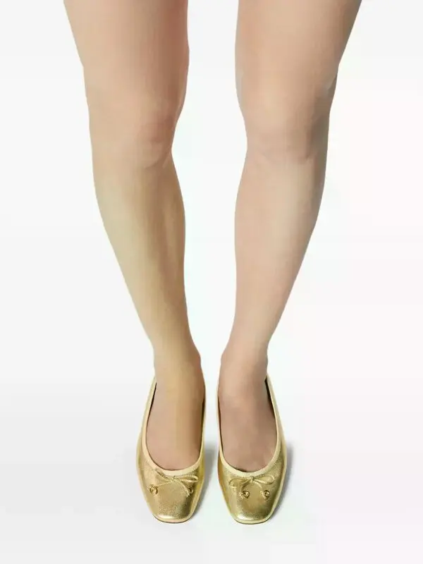 ODISSI Lou Bow Square Ballerinas - Gold