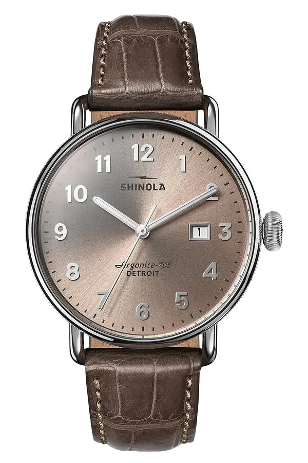 Shinola Canfield 38mm Watch - Gray Brown & Pink