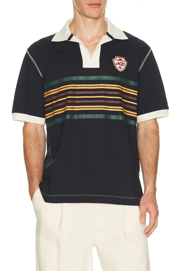 NICHOLAS DALEY Striped Rugby Polo