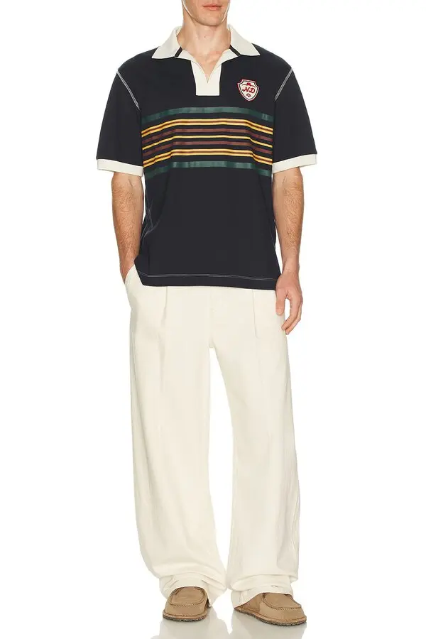 NICHOLAS DALEY Striped Rugby Polo
