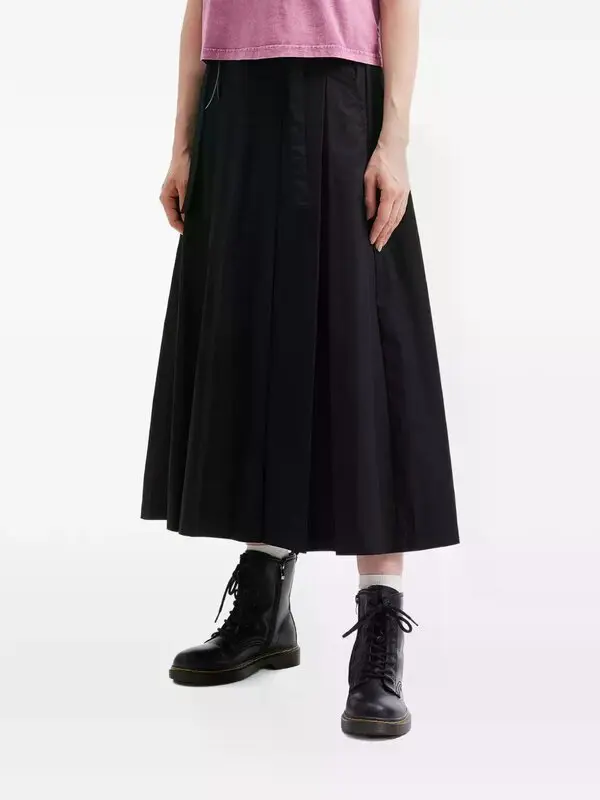 Izzue Pleated A-line Midi Skirt With Straps