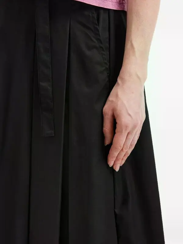 Izzue Pleated A-line Midi Skirt With Straps