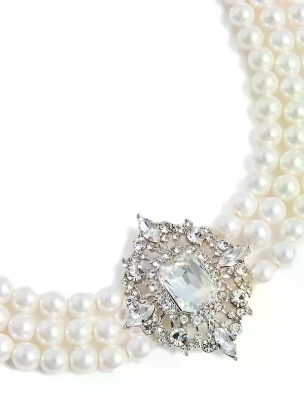 SELF-PORTRAIT Crystal Pearl Choker Necklace