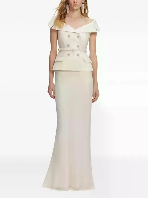 SELF-PORTRAIT Embellished Belted Maxi Dress