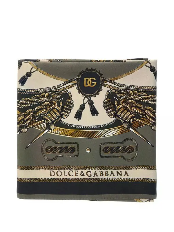 Dolce & Gabbana Rope-print Silk Scarf - Grey