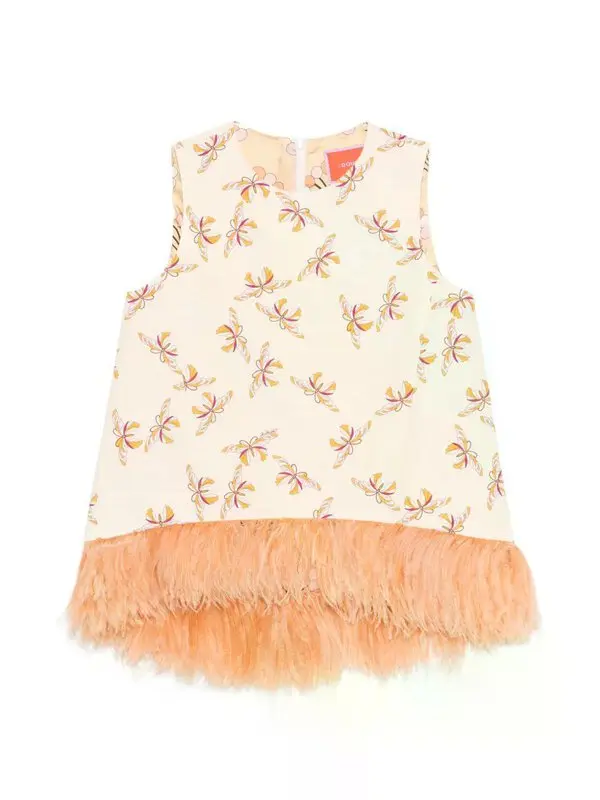 La DoubleJ La Scala Floral-print Fringed Top - Neutrals