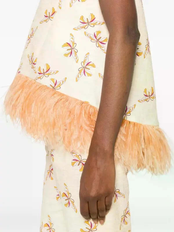 La DoubleJ La Scala Floral-print Fringed Top - Neutrals