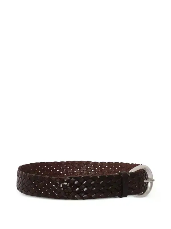 ORTIGNI Braided Leather Belt - Brown
