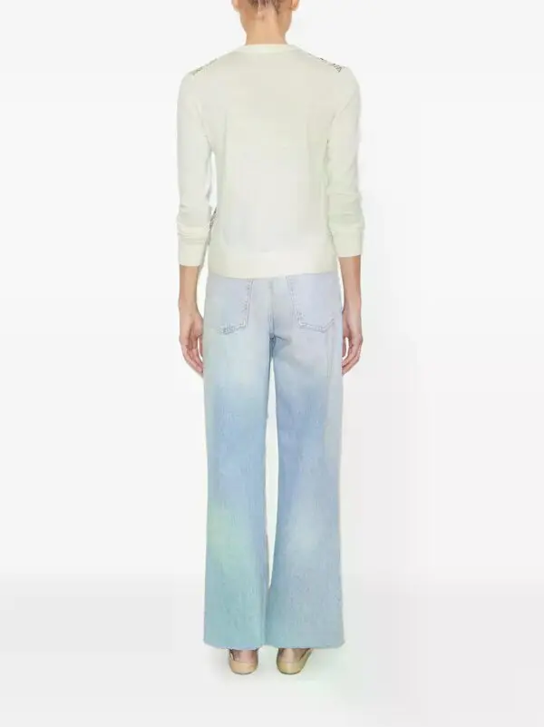 Tory Burch Printed Silk Twill And Merino Wool Cardigan