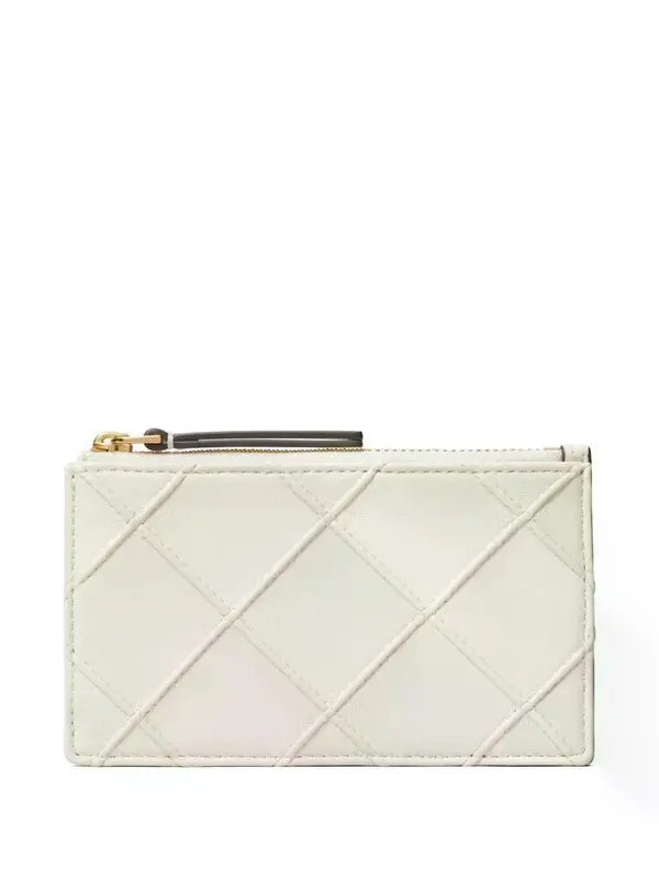 Tory Burch Fleming Zip Card Case - Neutrals