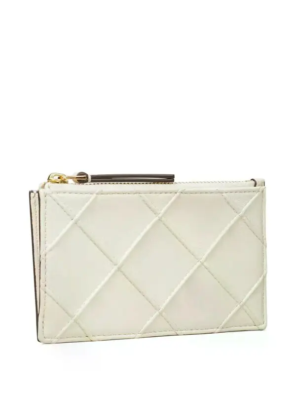 Tory Burch Fleming Zip Card Case - Neutrals