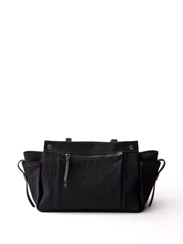 Prada Route Large Canvas And Leather Tote Bag - Black