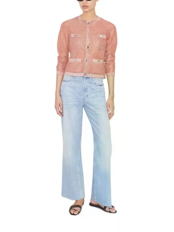 Tory Burch Kendra Metallic Knit Mesh Cardigan