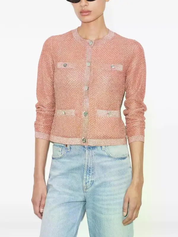 Tory Burch Kendra Metallic Knit Mesh Cardigan