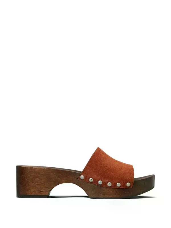 Tory Burch Suede Platform Clogs With Silver Stud Detailing - Orange