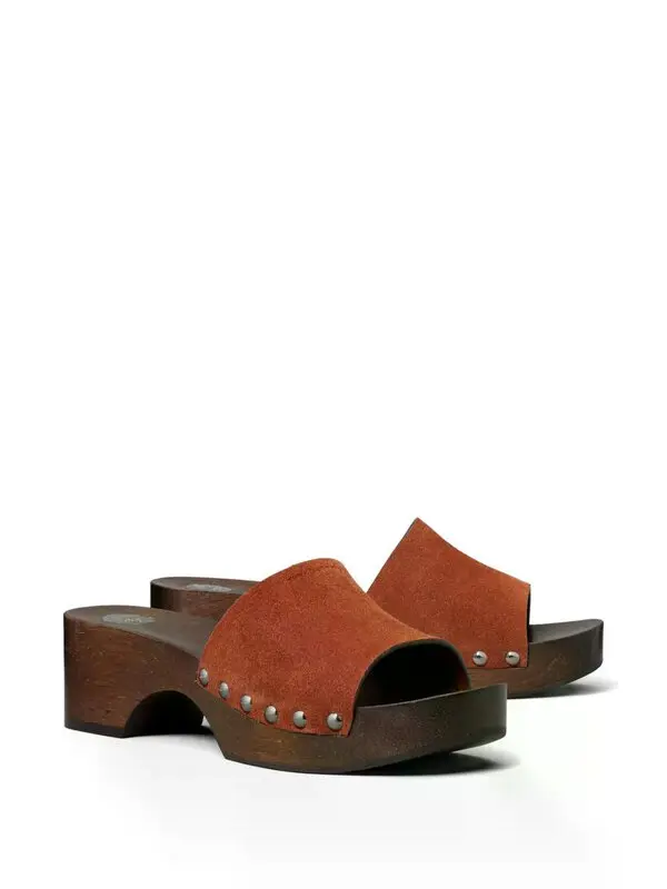 Tory Burch Suede Platform Clogs With Silver Stud Detailing - Orange