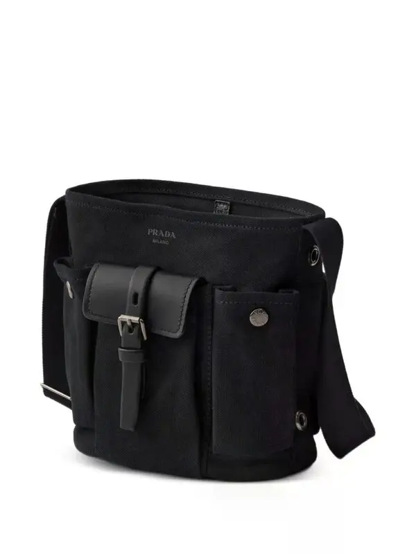 Prada Route Mini Canvas And Leather Bucket Bag