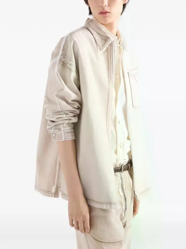 Prada Bull Denim Zipper Shirt