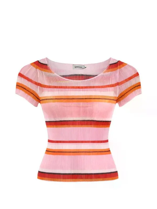 Simkhai Knox Plisse Striped Top